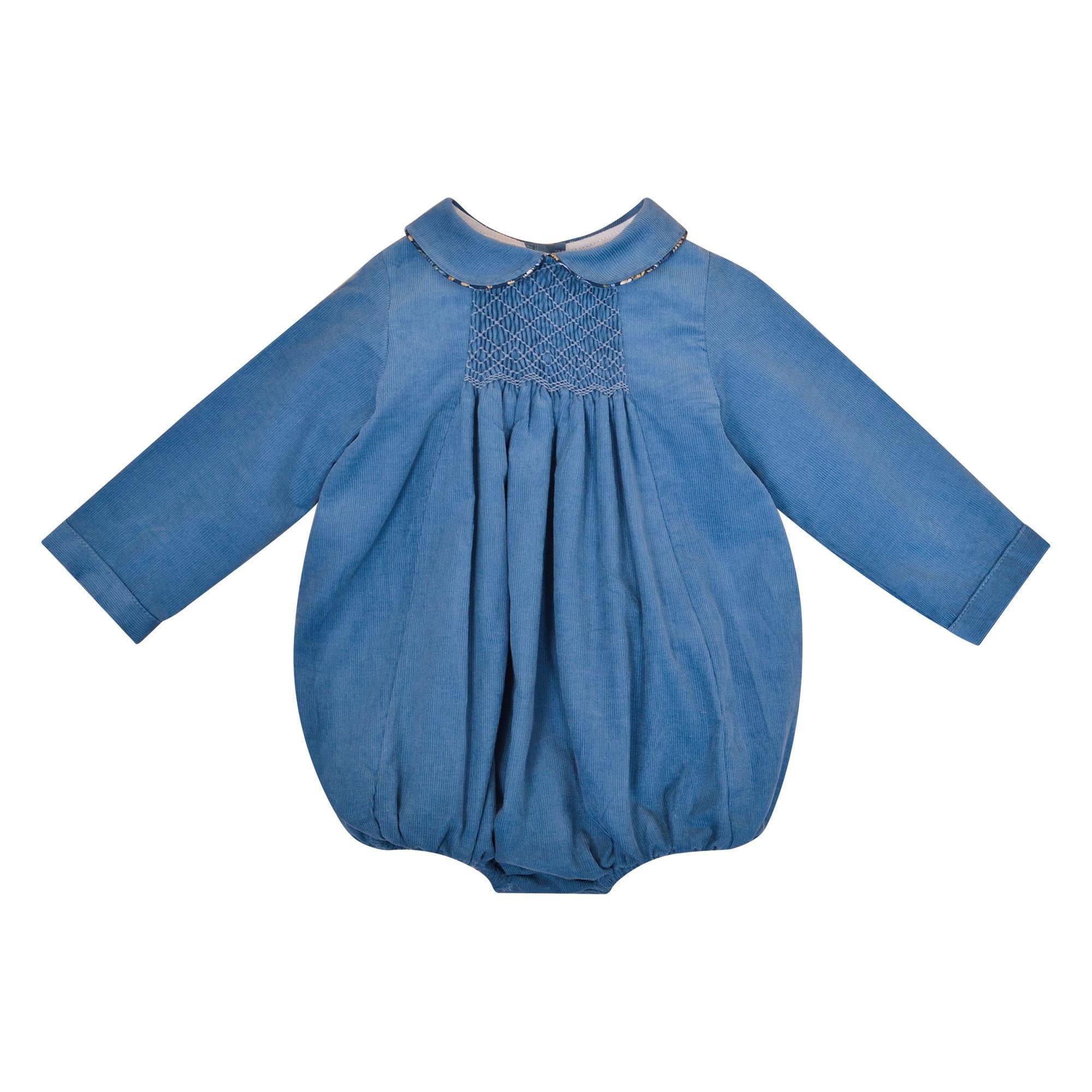 Caleb, long-sleeved baby romper, Peter Pan collar with Liberty bias, s